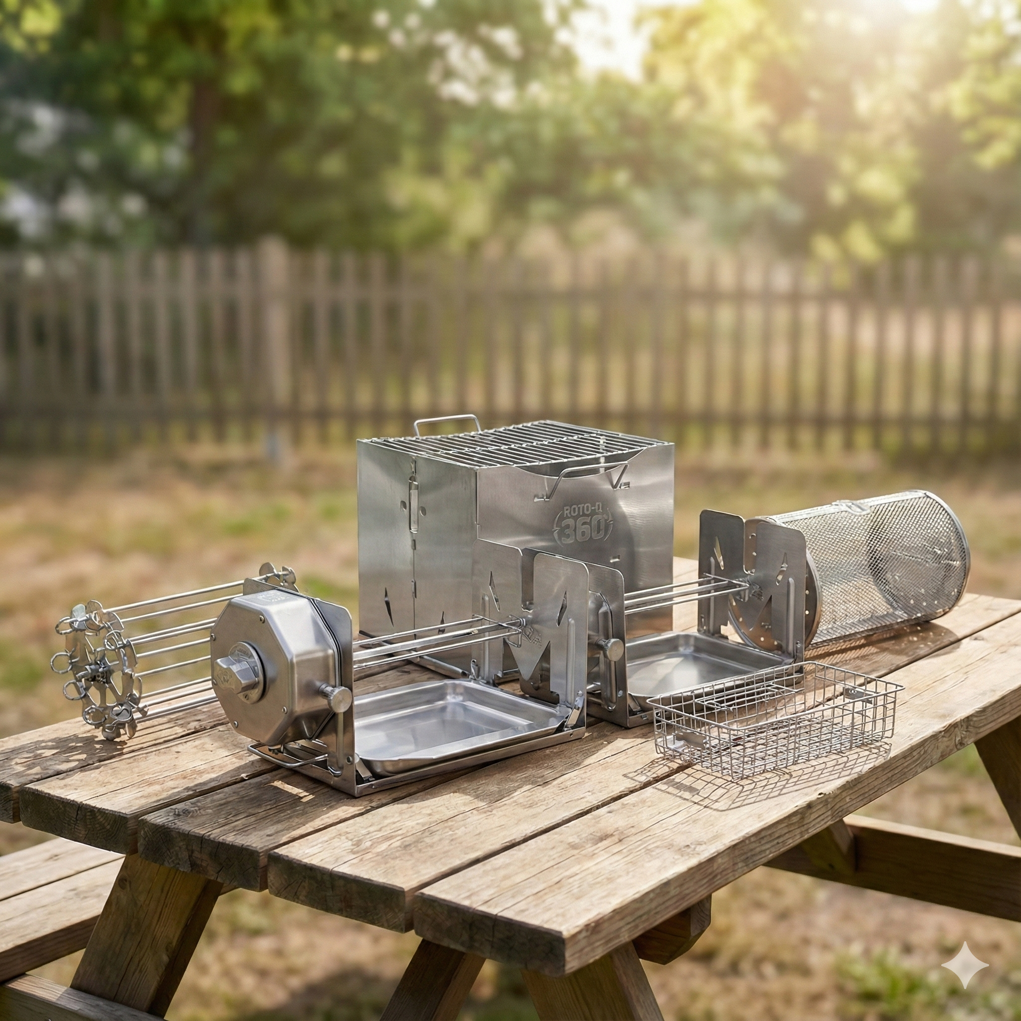 ROTO-Q 360™ Basic Set – Non-Electric Self-Rotating Rotisserie